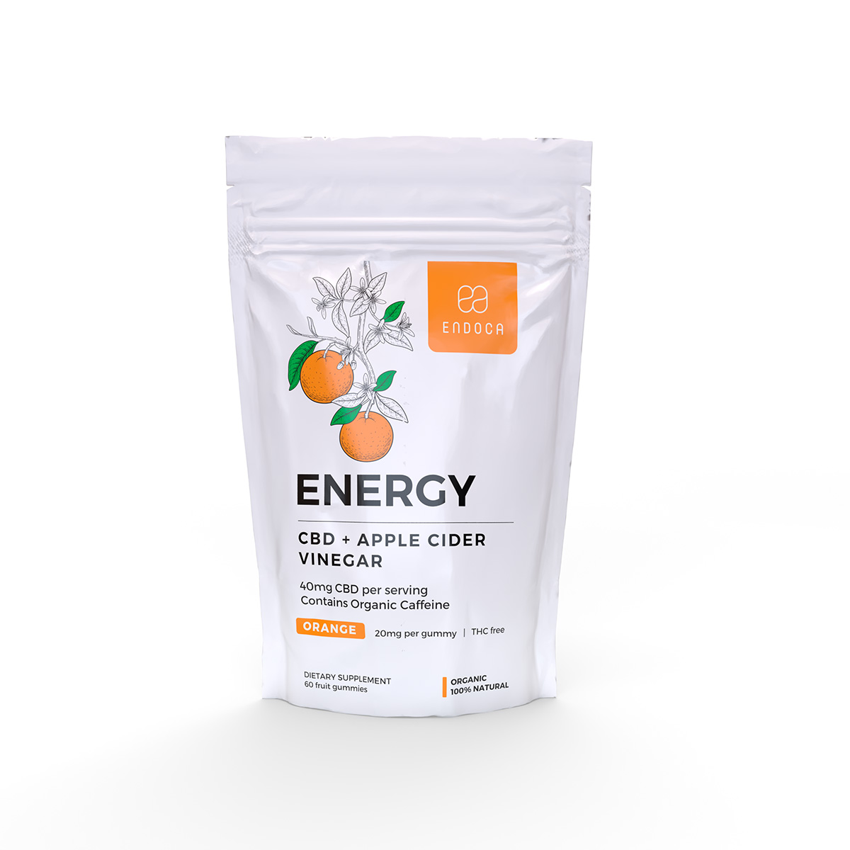 CBD Gummies "Energy" 1200 mg CBD, THC Free, Orange - Endoca© CBD